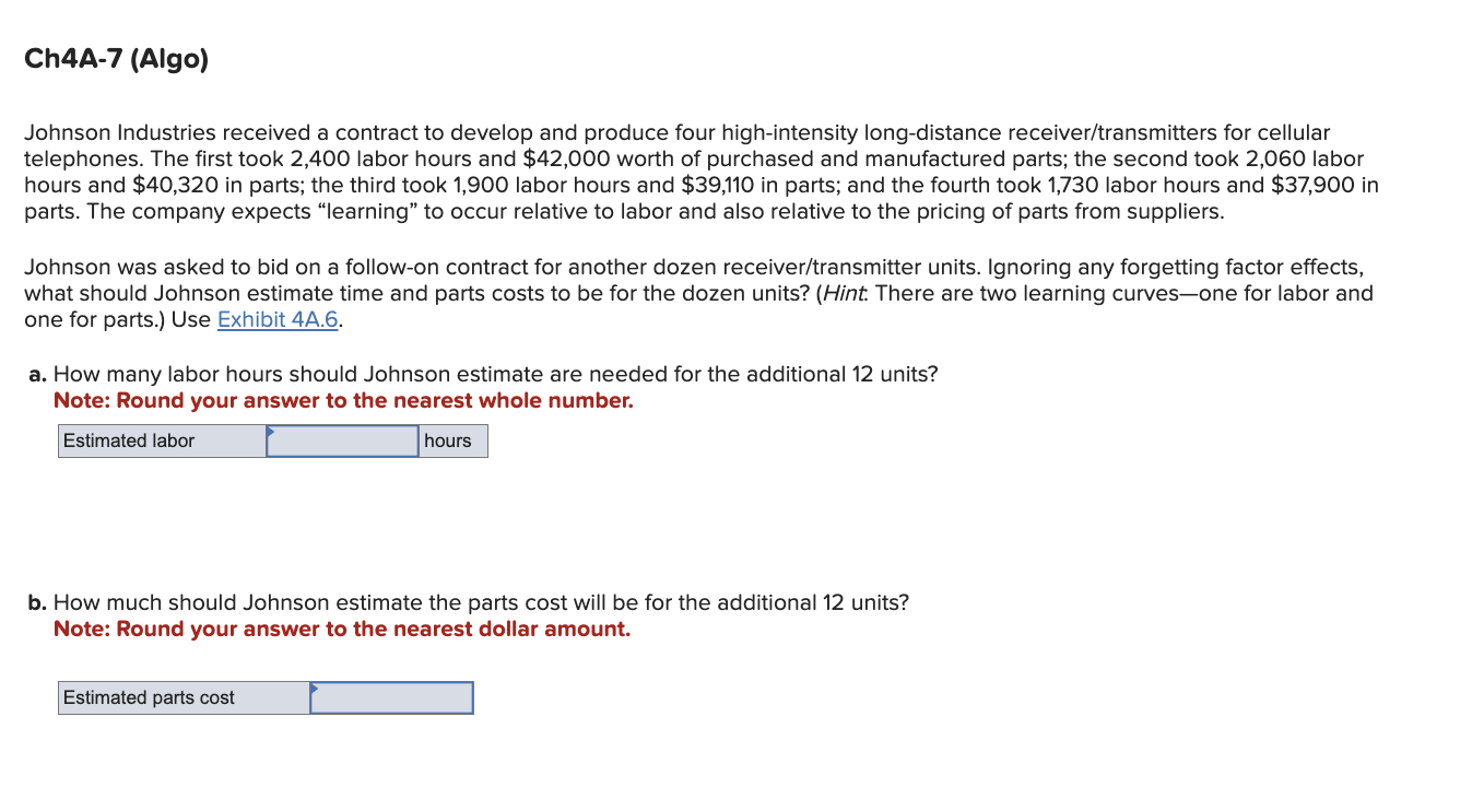Ch4A-7 (Algo)Johnson Industries received a contract | Chegg.com