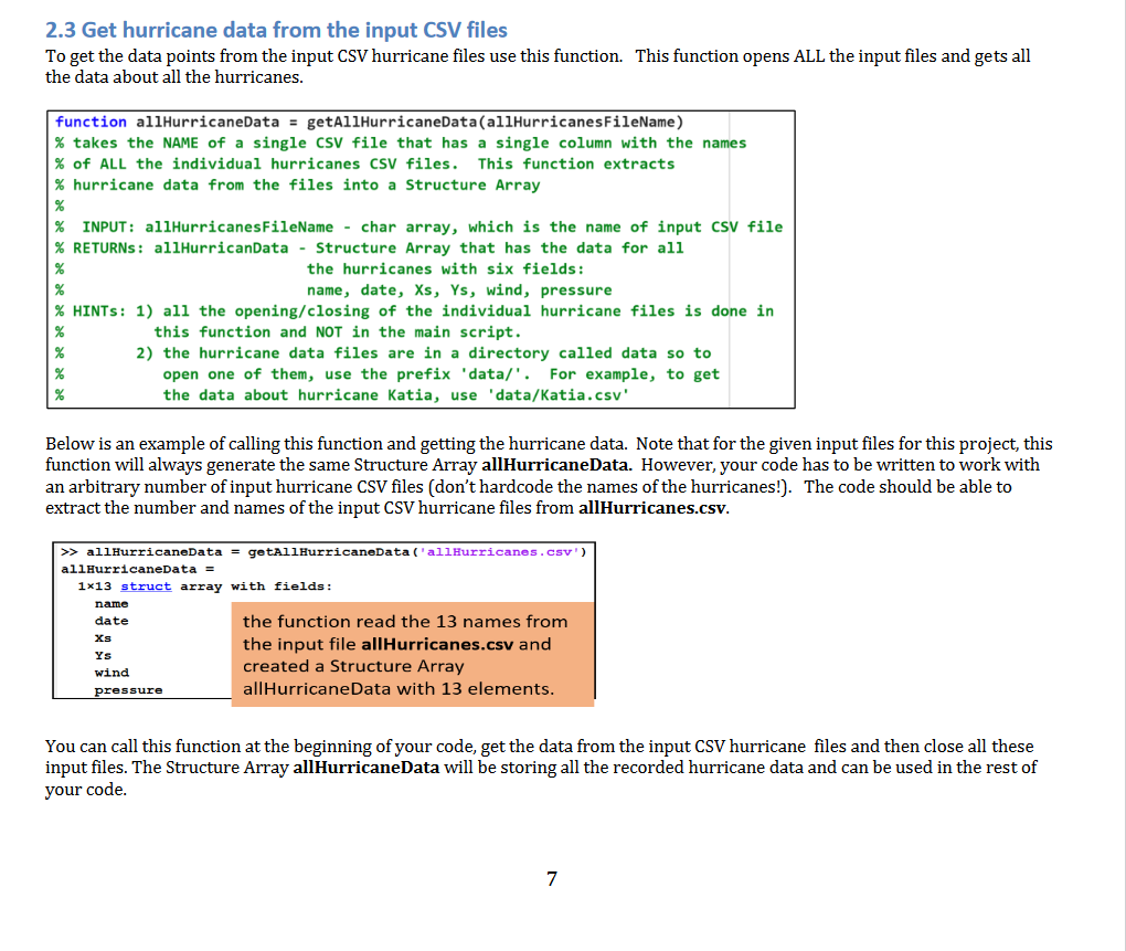 2.3 Get hurricane data from the input CSV files To | Chegg.com