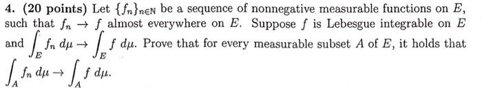 Solved 4. (20 points) Let (fn)nen be a sequence of | Chegg.com