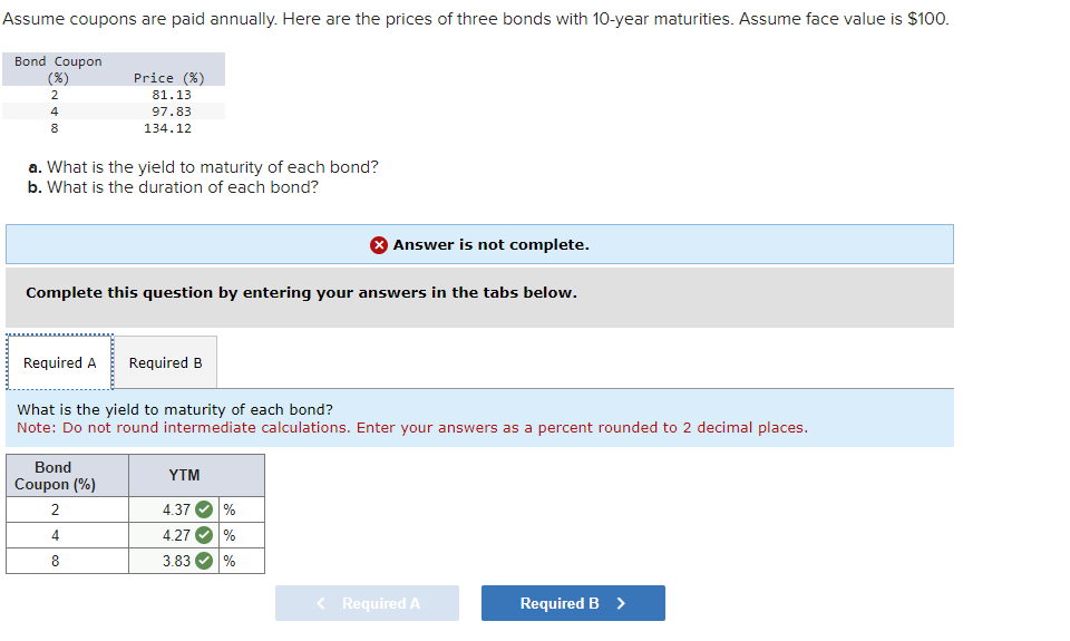 Solved a. What is the yield to maturity of each bond? b. | Chegg.com