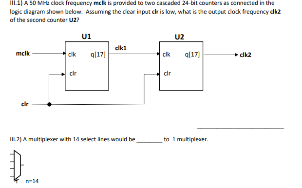Solved III.1) A 50 MHz clock frequency mclk is provided to | Chegg.com