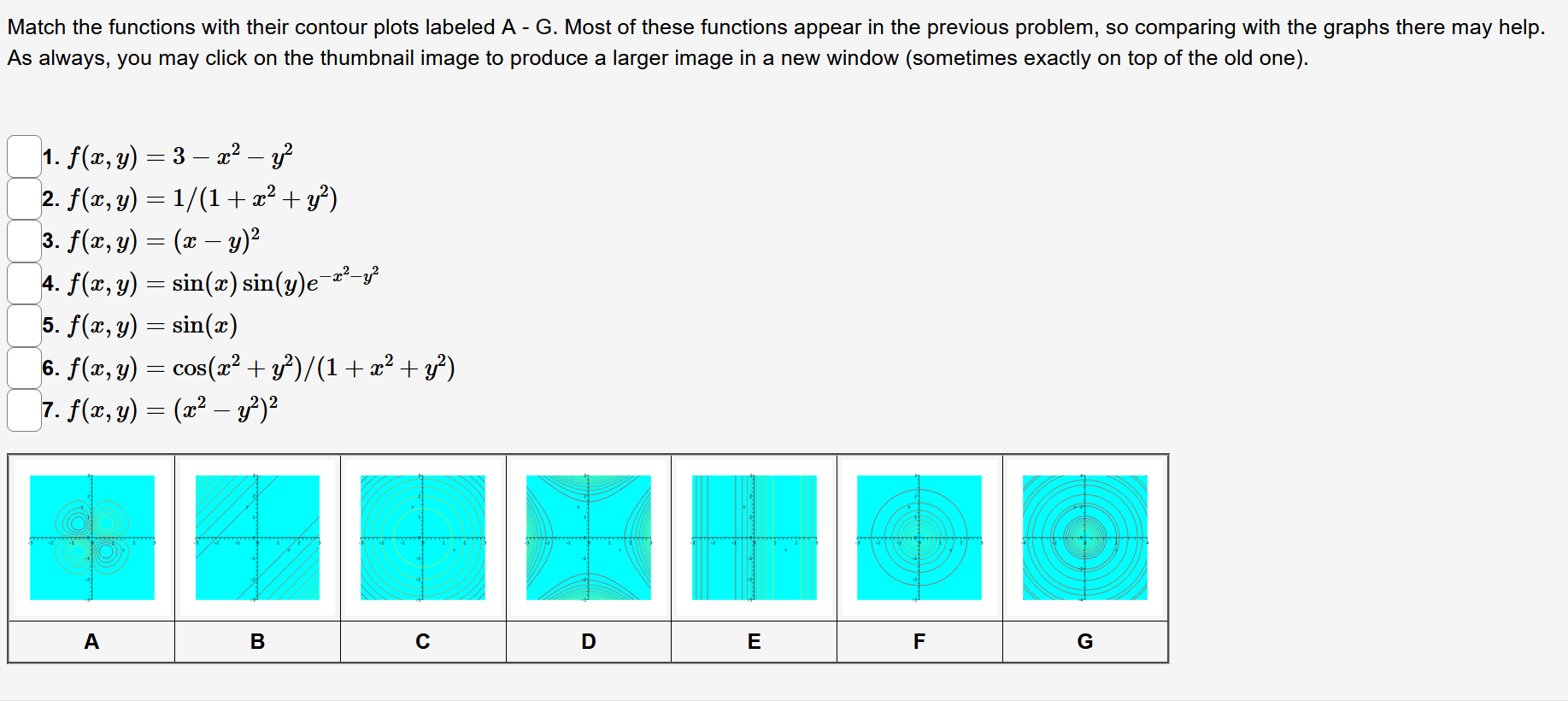 Solved Match the functions with their contour plots labeled | Chegg.com