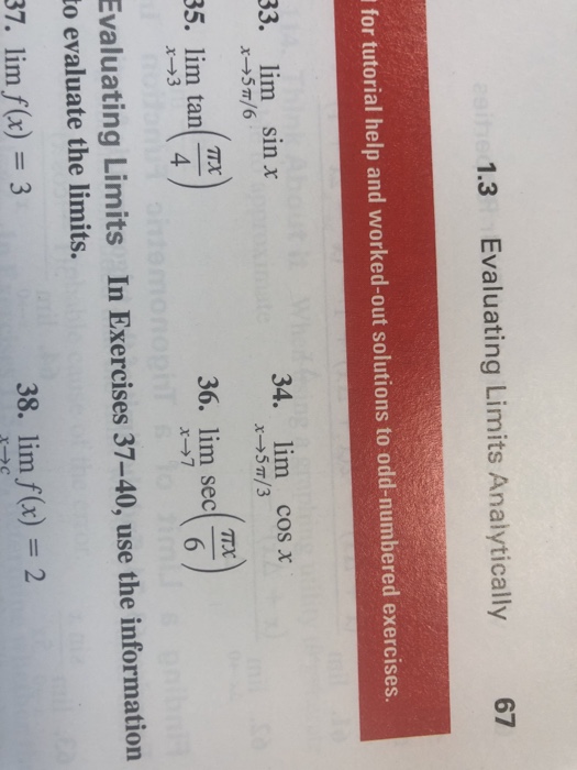 Solved 1.3 Evaluating Limits Analytically 67 for tutorial | Chegg.com