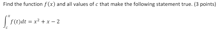 Solved Find the function f(x) ﻿and all values of c ﻿that | Chegg.com