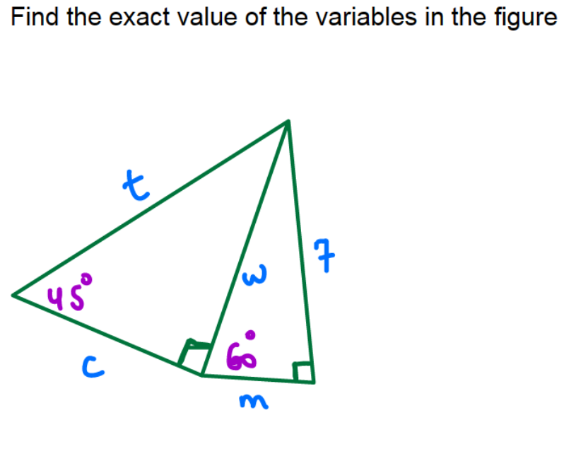 Solved Find the exact value of the variables in the figure | Chegg.com