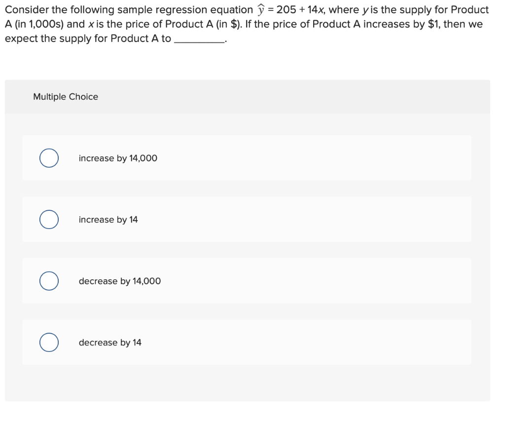Solved Consider the following sample regression equation = | Chegg.com