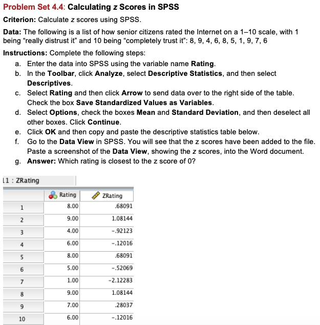 Solved Problem Set 4 4 Calculating Z Scores In SPSS Chegg
