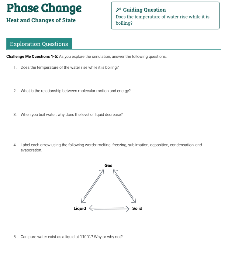 Solved Phase Change * Guiding Question Does the temperature | Chegg.com