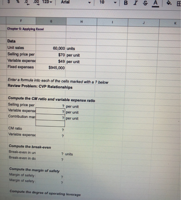 Solved BISA 10 Arial J H F Chapter 5: Applying Excel Data | Chegg.com