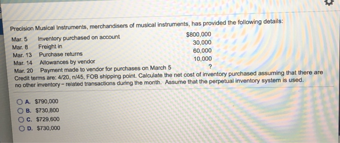 Solved Precision Musical Instruments, merchandisers of | Chegg.com