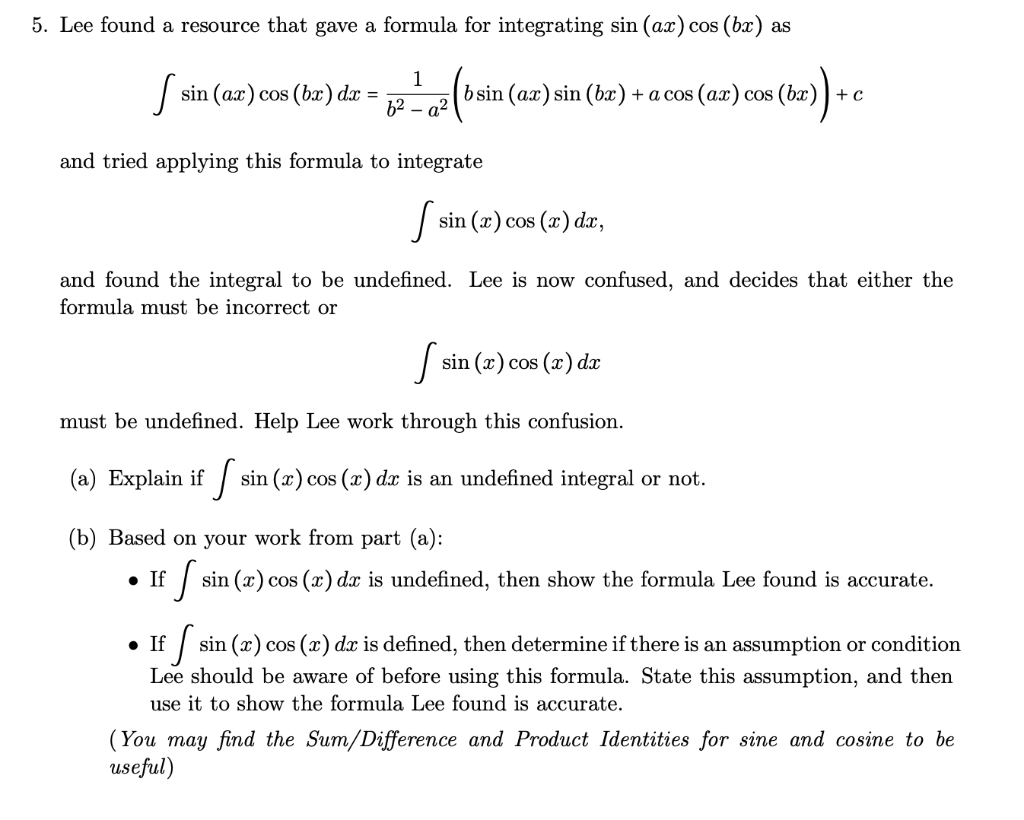 Solved 5. Lee found a resource that gave a formula for | Chegg.com
