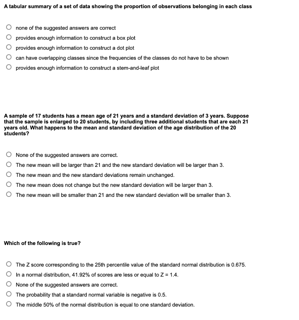 Solved A tabular summary of a set of data showing the | Chegg.com