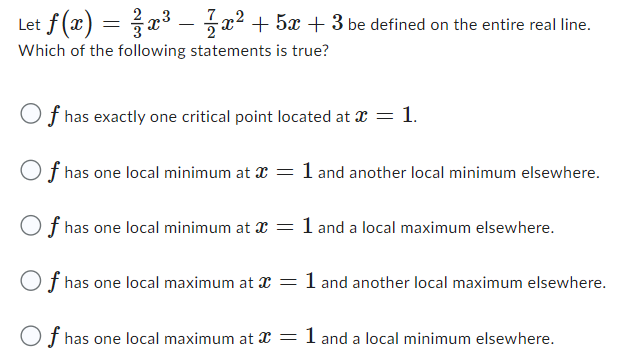Solved Let f(x)=32x3−27x2+5x+3 be defined on the entire real | Chegg.com