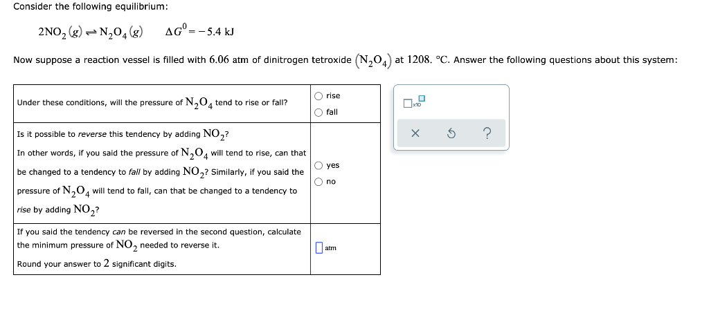 Solved Consider the following equilibrium: 2NO2(8) N204(8) | Chegg.com