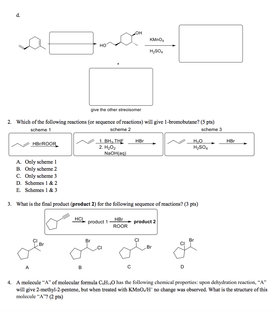 Solved 1. Give the missing reagents, reactants or products | Chegg.com