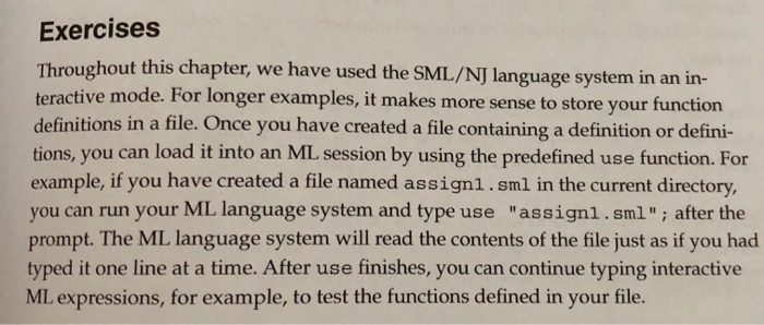 Solved Exercises His Chapter We Have Used The Sml Nj
