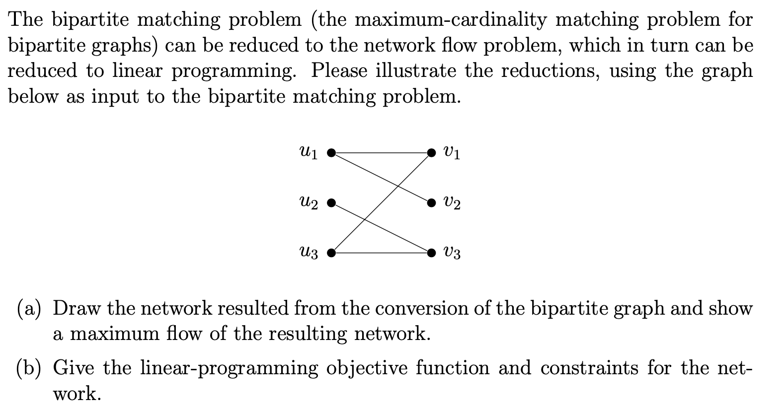 Solved The bipartite matching problem (the | Chegg.com