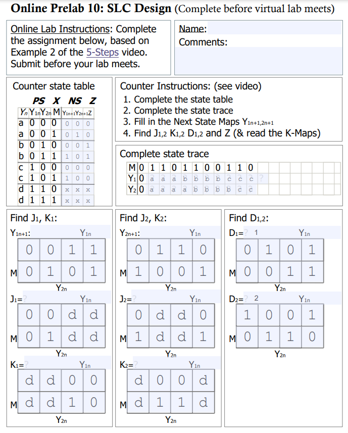 Online Prelab 10: SLC Design (Complete before virtual | Chegg.com
