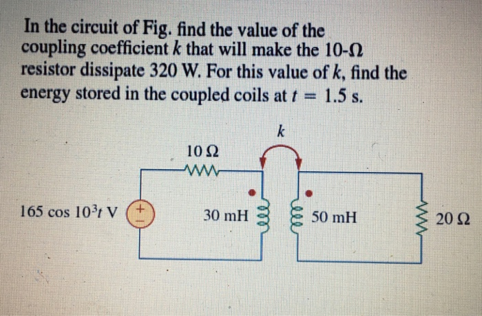 Solved In the circuit of Fig. find the value of the coupling | Chegg.com
