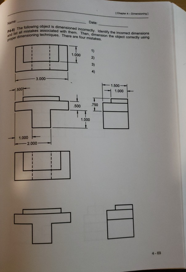 Solved P4-8) The following object is dimensions incorrectly. | Chegg.com