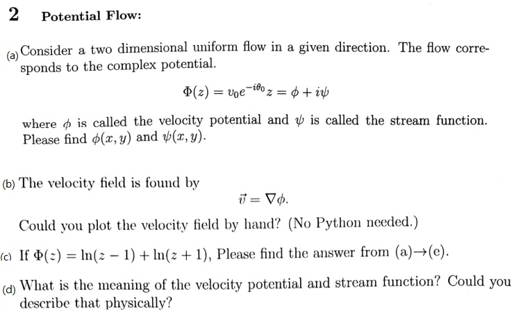2 Potential Flow: Consider a two dimensional uniform | Chegg.com
