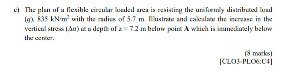 Solved c) The plan of a flexible circular loaded area is | Chegg.com