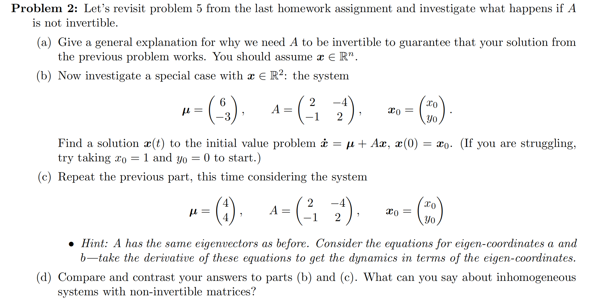 Solved Problem 2: Let's revisit problem 5 ﻿from the last | Chegg.com
