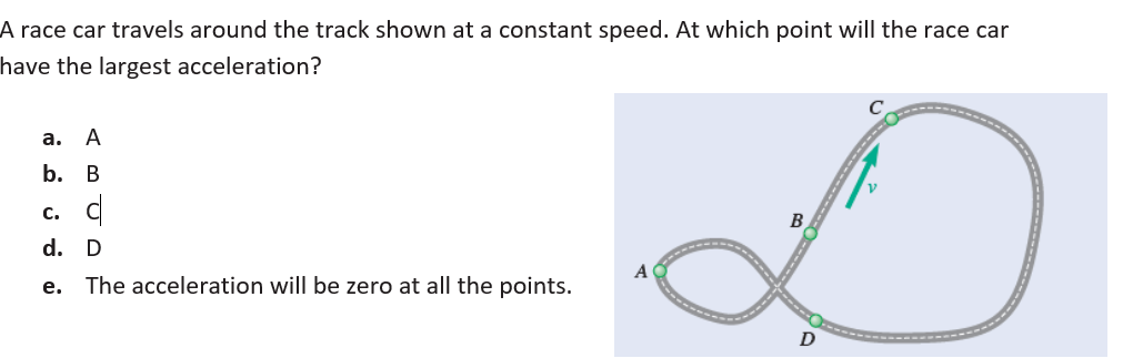 Solved A race car travels around the track shown at a | Chegg.com
