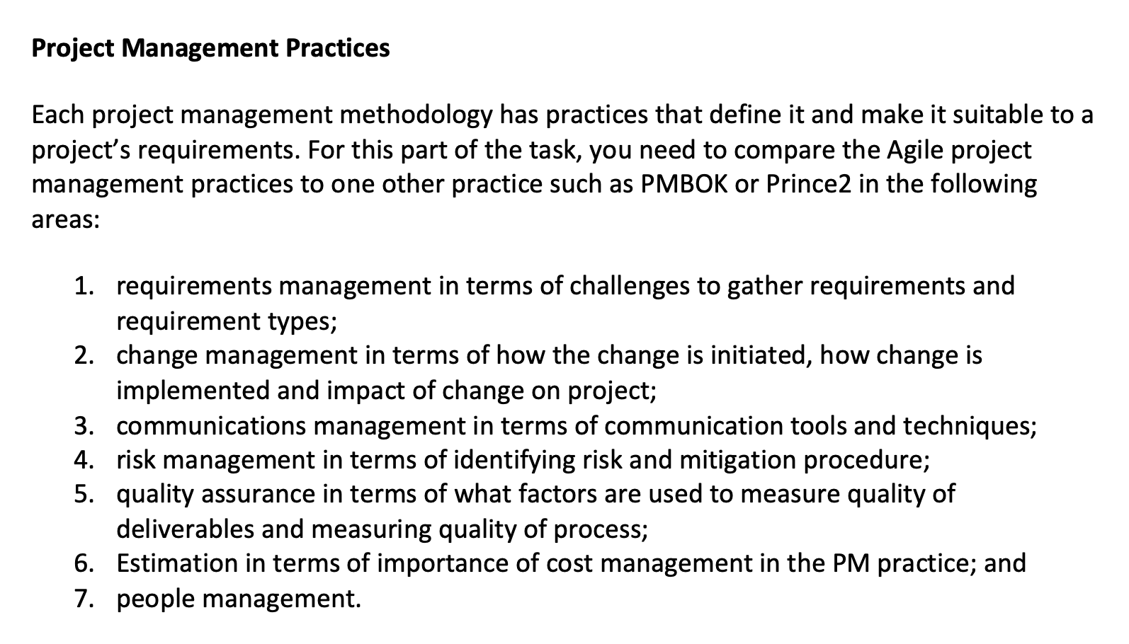 Project Management Practices Each project management | Chegg.com