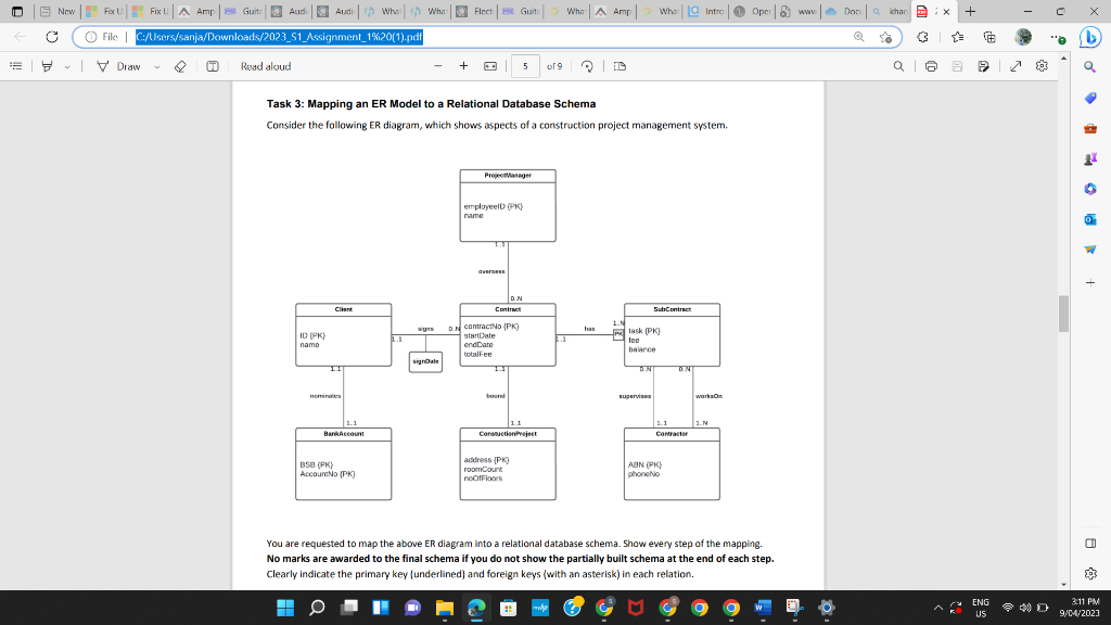 Solved Task 3: Mapping an ER Model to a Relational Database | Chegg.com Solved Task 3: Mapping an ER Model to a Relational Database | Chegg.com
