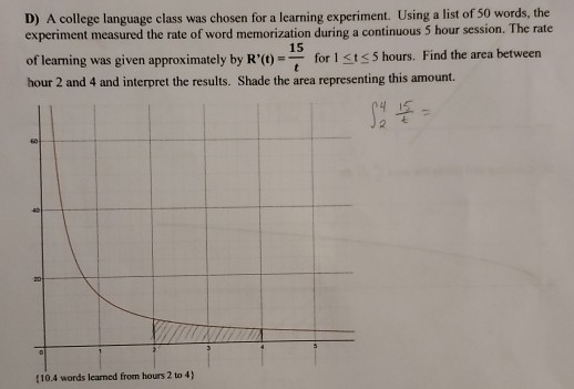 Solved D) A college language class was chosen for a learning | Chegg.com