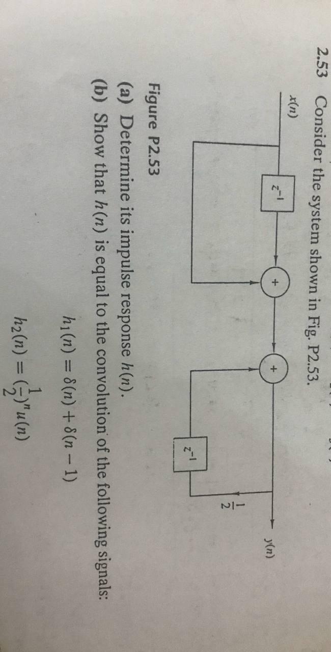 Solved 2.53 Consider the system shown in Fig. P2.53. x(n) z- | Chegg.com