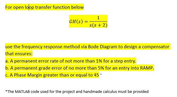 Solved For open lopp transfer function below 1 GH(s) = | Chegg.com