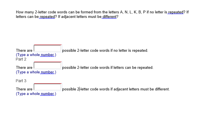 Solved How many 2 -letter code words can be formed from the | Chegg.com