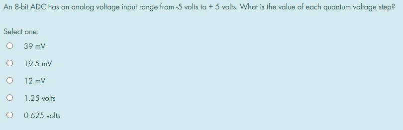 Solved An 8 Bit Adc Has An Analog Voltage Input Range From