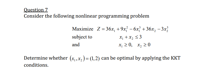 Solved Question 7 Consider the following nonlinear | Chegg.com