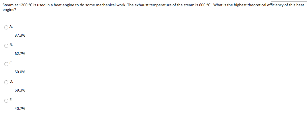 Solved Steam at 1200 °C is used in a heat engine to do some | Chegg.com