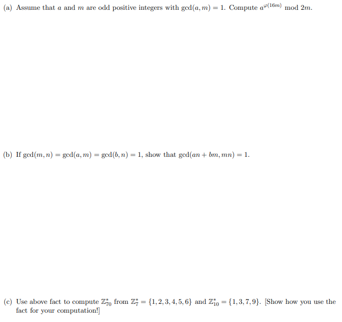 Solved (a) Assume that a and m are odd positive integers | Chegg.com