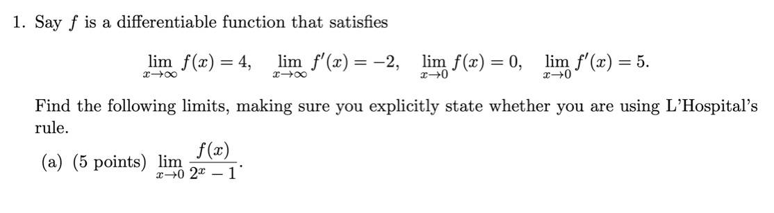 Solved 1 Say F Is A Differentiable Function That Satisfies