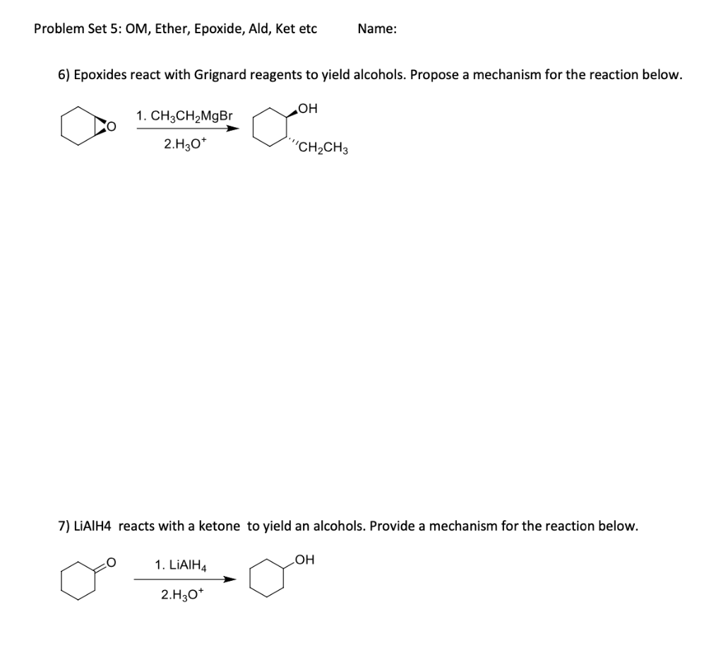 Solved 6) Epoxides react with Grignard reagents to yield | Chegg.com