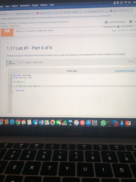 Solved Edit View History Bookmarks People Window Help | Chegg.com