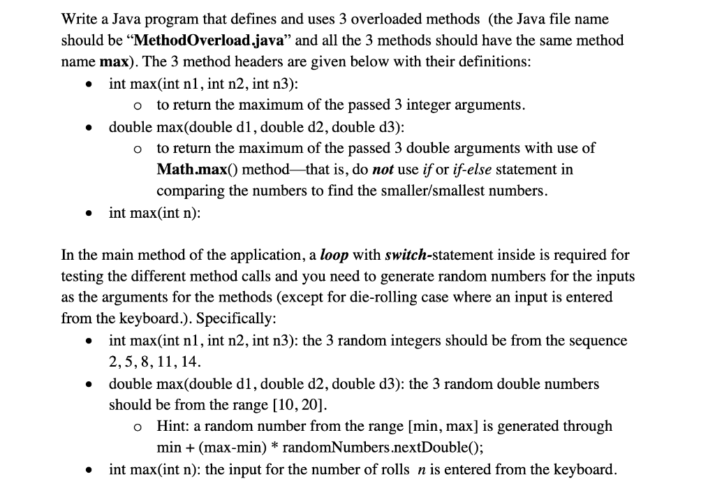 Solved . o Write a Java program that defines and uses 3 | Chegg.com