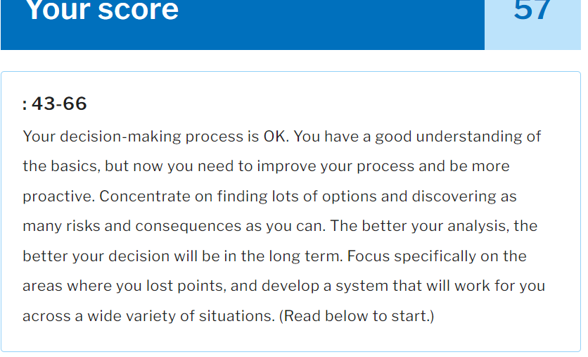 Solved What did you learn about your decision-making | Chegg.com