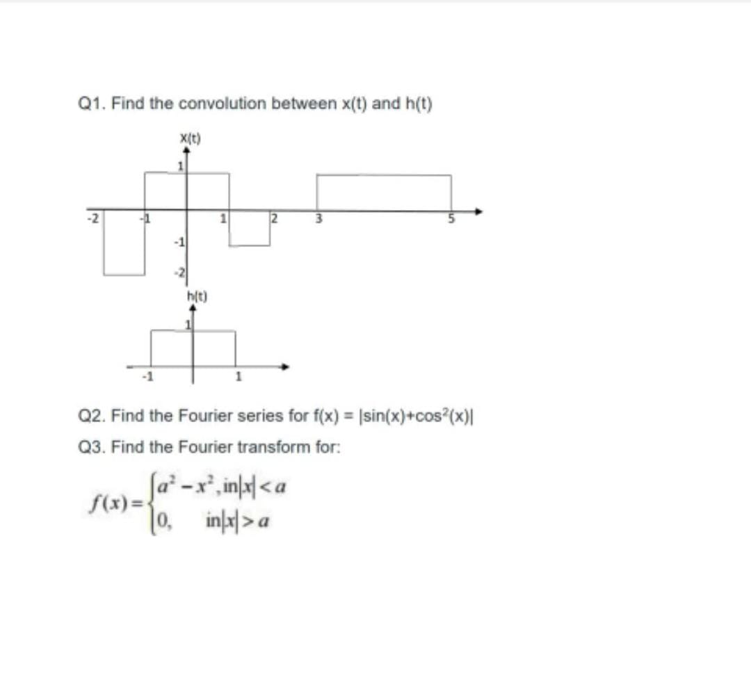 Solved Q1. ﻿Find the convolution between x(t) ﻿and h(t)Q2. | Chegg.com