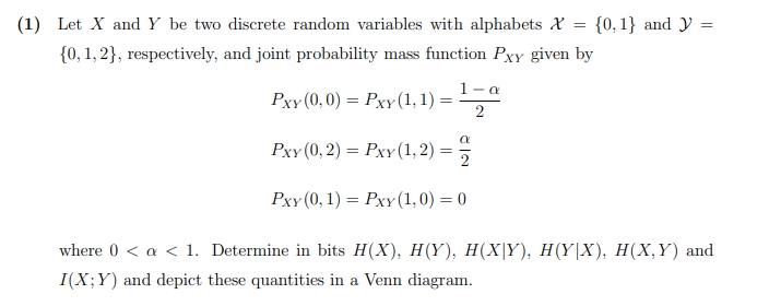 Solved 1) Let X and Y be two discrete random variables with | Chegg.com