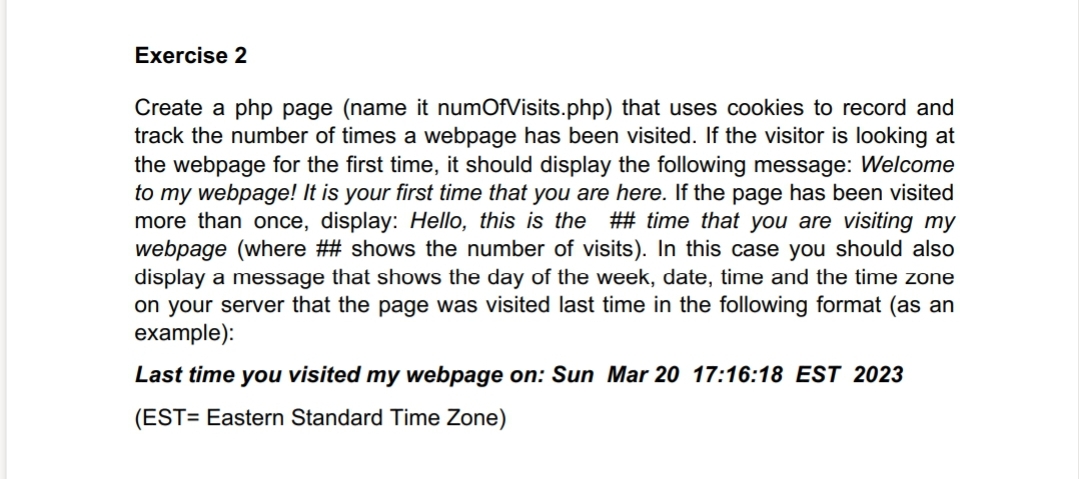 Solved Exercise 2 Create a php page (name it | Chegg.com