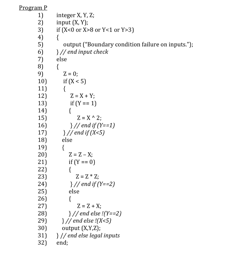 For the following program P written in pseudo‐code | Chegg.com