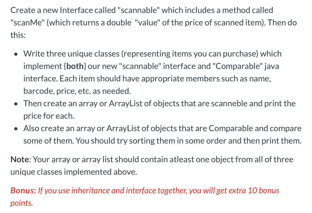 Solved Create a new Interface called "scannable" which | Chegg.com