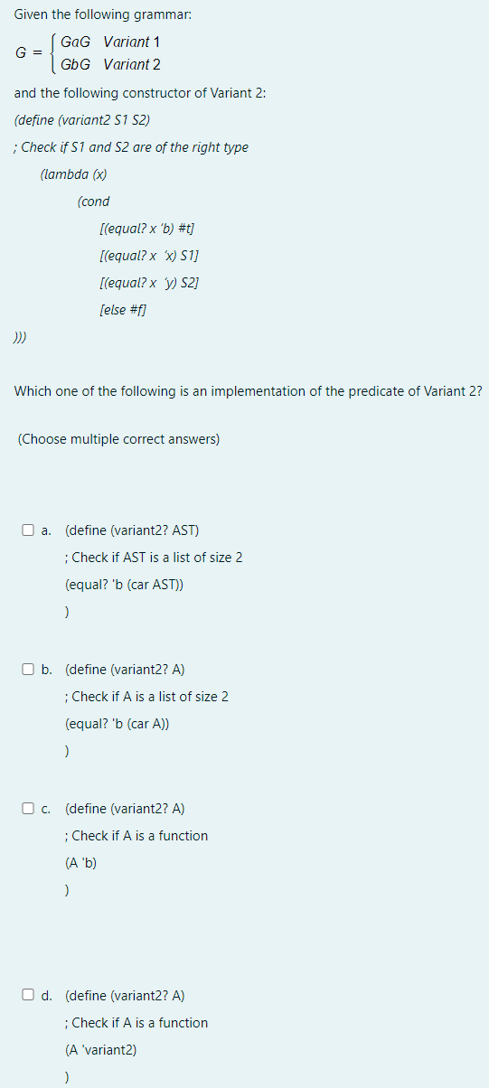 Solved Given the following grammar: G={GaGGbG Variant 1 | Chegg.com