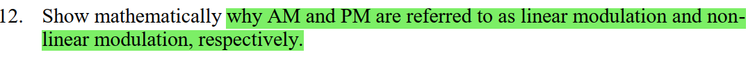 Solved 2. Show mathematically why AM and PM are referred to | Chegg.com